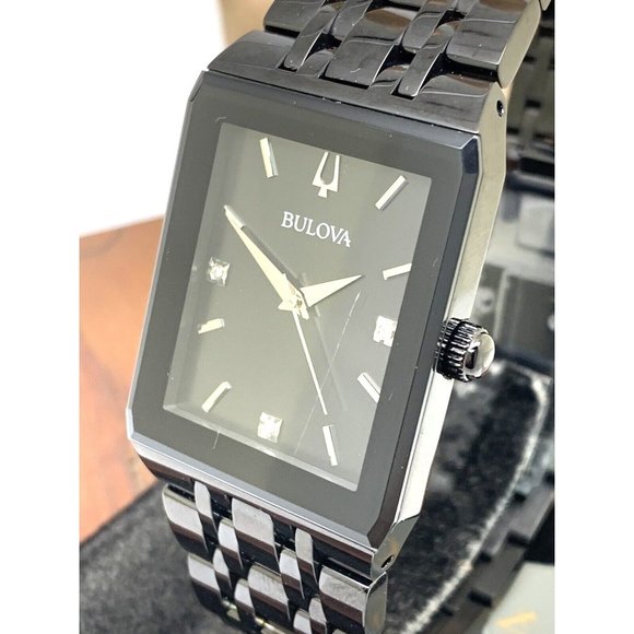 Bulova | Accessories | Bulova Mens Watch 98d64 Diamond Black Dial ...
